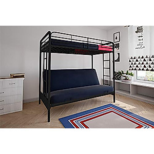 DHP Twin-Over-Futon Convertible Couch and Bed with Metal Frame and Ladder - Black