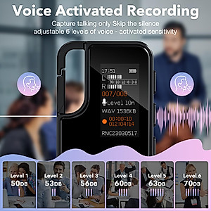 72GB Digital Voice Recorder, 3072KBPS Voice Activated Recorder with Playback 30H Battery Time Tape Recorder with Noise Reduction, Record Device for Lectures Meetings