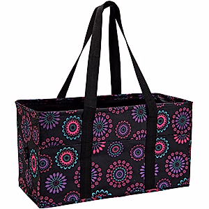 Pursetti Extra Large Utility Tote Bag for Women with 6 Exterior Pockets - Perfect as Beach Bag, Pool Bag, Laundry Bag, Storage Tote for Ballgame, Beach, Pool, and Home (Extra Large, Purple)