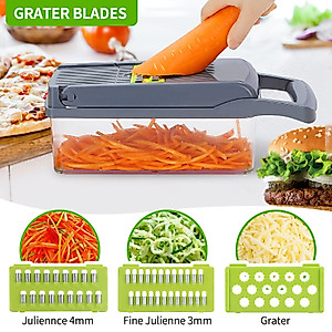 Premium Vegetable Chopper, 7 Blade Veggie Chopper, Cutter, Dicer, 12-in-1 Onion Chopper, Mandolin Slicer, Multifunctional Food Chopper with Container