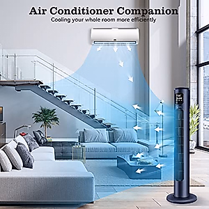 Taylor Swoden Tower Fan with Remote, Oscillating Quiet Standing Bladeless Fans, 40” Portable Powerful Floor Fan Cooling for Home, Bedroom, Living Room, Office, 3 Modes 3 Speed Setting 24H Timer