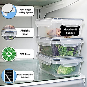 40 Piece Food Storage Container Set w/ Dressing Cups (20 Containers + 20 Lids) - Airtight Plastic Containers for Kitchen Organization, Meal Prep, Leftovers, Lunch - Includes Labels & Erasable Marker