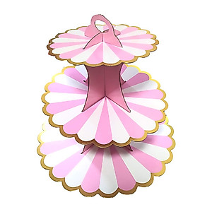 BRTOPMY 3 Tier Cupcake Stand with Candyland Lollipop Cupcake Stand Tower Stand for Weddings Baby Showers Birthday Parties Thanksgiving Cupcake Party Decorations Pink