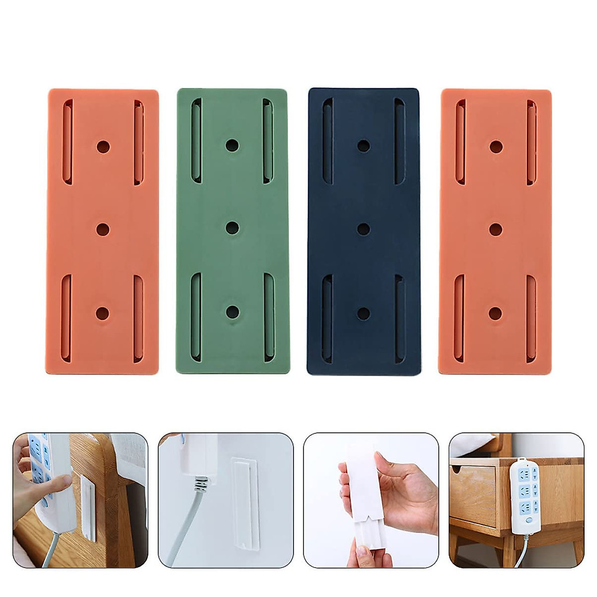 Zerodeko 8 Pcs Power Strip Wall Mount Fixator Holders Strips Cable Organizer (Random Color)