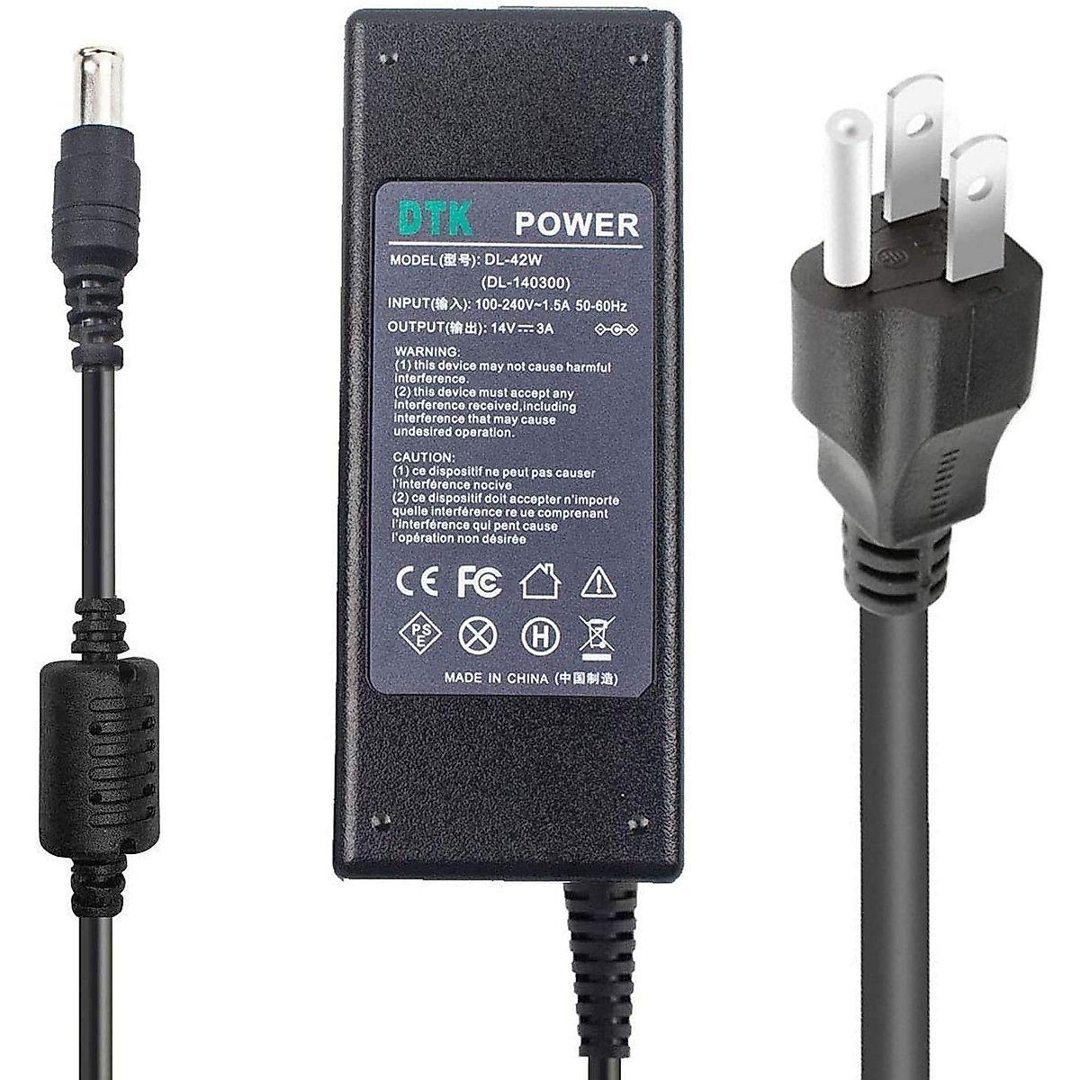 DTK 42W 14V 3A AC Adapter Charger for Samsung SyncMaster S22A300B S20A350B LTM1555 LCD TFT Monitor Power Supply Cord Connector Size 6.5 x 4.4 mm