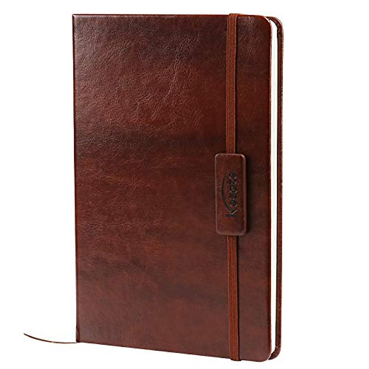 Kesoto A5 Classic Ruled Leather Hardcover Writing Notebook 5.7'' x 8.5'' Lined Journal Diary with Elastic Closure and Expandable Paper Pocket (200 Pages)