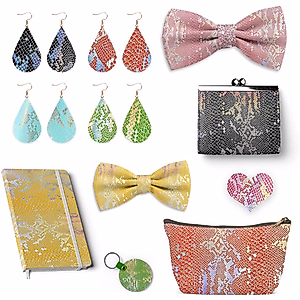 HYANG Snake Embossed Green PU Faux Leather Sheets 1 Rolls 12"X53"(30cmX135cm), Faux Leather Very Suitable for Leather Earrings, Bows, Handbag ，Sewing ，Crafts Making