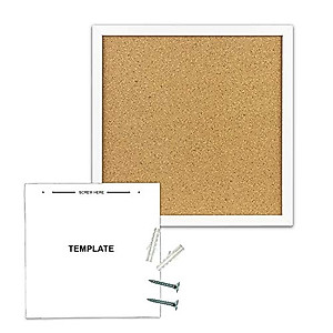 Elegant Boards 4 Pack Cork Bulletin Board 12"X 12" Square Wall Tiles, Modern White Framed Boards for Home and Office (Pushpins, Hardware and Template Included)