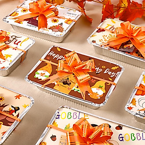 Natonhi 50PCS Fall Thanksgiving Leftover Containers with Lids, Thanksgiving To Go Containers Disposable Aluminum Foil Food Storage for Friendsgiving Party Thanksgiving Table Decorations