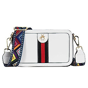 AyTotoro Designer Bee Crossbody Bag for Women Fashion Ladies PU Leather Shoulder Satchel Bags Camera Purse Handbag Clucth (White)