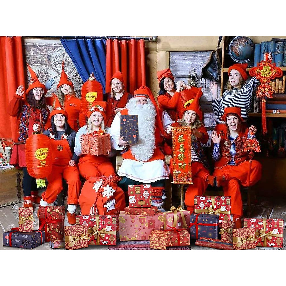 Gift Birthday Wrapping Paper Eastern China Theme For Mom Dad Boys Girls Friends, 20x28" Per Sheet(6 sheets:23 sq.ft.ttl.) Red Gift Wrap for Chinese Lunar New Year 2022 Spring Festival Wedding Baby Shower Christmas