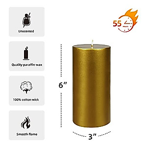 Zest Candle Pillar Candle, 3 by 6-Inch, Metallic Bronze Gold