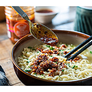 Mr. Bing Chili Crisp | Spicy - Delicious, Flavorful & Crunchy Chili Oil - Made in USA Chili Paste Hot Sauce - Gluten Free, Vegan, No MSG, Non-GMO Oil - (7 oz.)