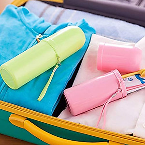 Colorido Portable Travel Camping Toothbrush Paste Holder Case Covered Bathroom Cup Box Clear Green