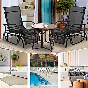 OUTGUAVA Outdoor Patio Glider Chair Porch Gliders Patio Swing Rocking Chair Metal Frame Swing Glider Chair with Breathable Mesh Fabric for Backyard Garden Porch, Black