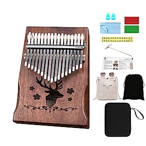 Kalimba 17 keys Thumb Piano Solid Finger Piano with Zippered Carry Bag Study Instruction Tuning Hammer Known as Mbira Wood Finger Piano