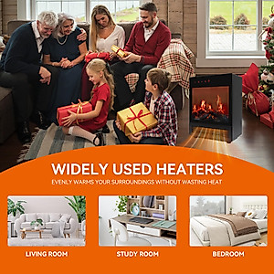 Electric Fireplace Heaters for Indoor Use, 750W/1500W Space Heater Fireplace with LED Realistic Flame & Remote, Portable Fireplace Heater for Home Office