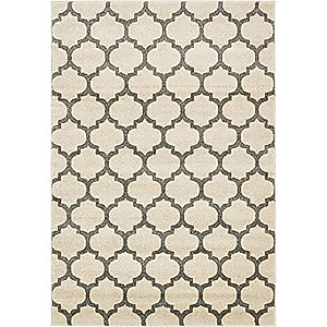 Unique Loom Trellis Collection Modern Morroccan Inspired with Lattice Design Area Rug, Rectangular 4' 1" x 6' 1", Beige and Gray/Gray