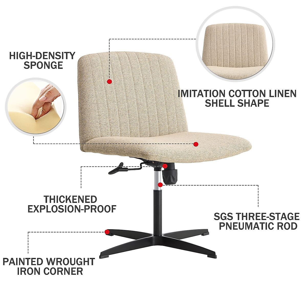 HomVent Swivel Chair Furry Fabric Office Chair with Thick Padded Seat L Shape Desk Chair for Bedroom,Study Room,Living Room