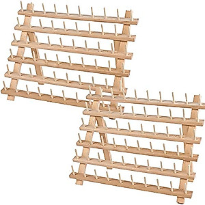SAND MINE Wooden Thread Rack Sewing and Embroidery Thread Holder, 60 Spools, 2 Pack