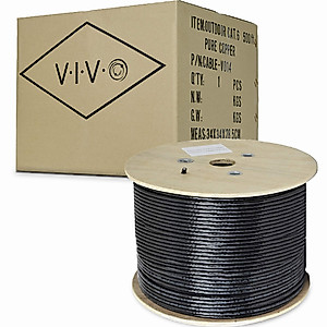 VIVO Black 500ft Bulk Cat6, Full Copper Ethernet Cable, 23 AWG, Cat-6 Wire, Waterproof, Outdoor, Direct Burial CABLE-V014