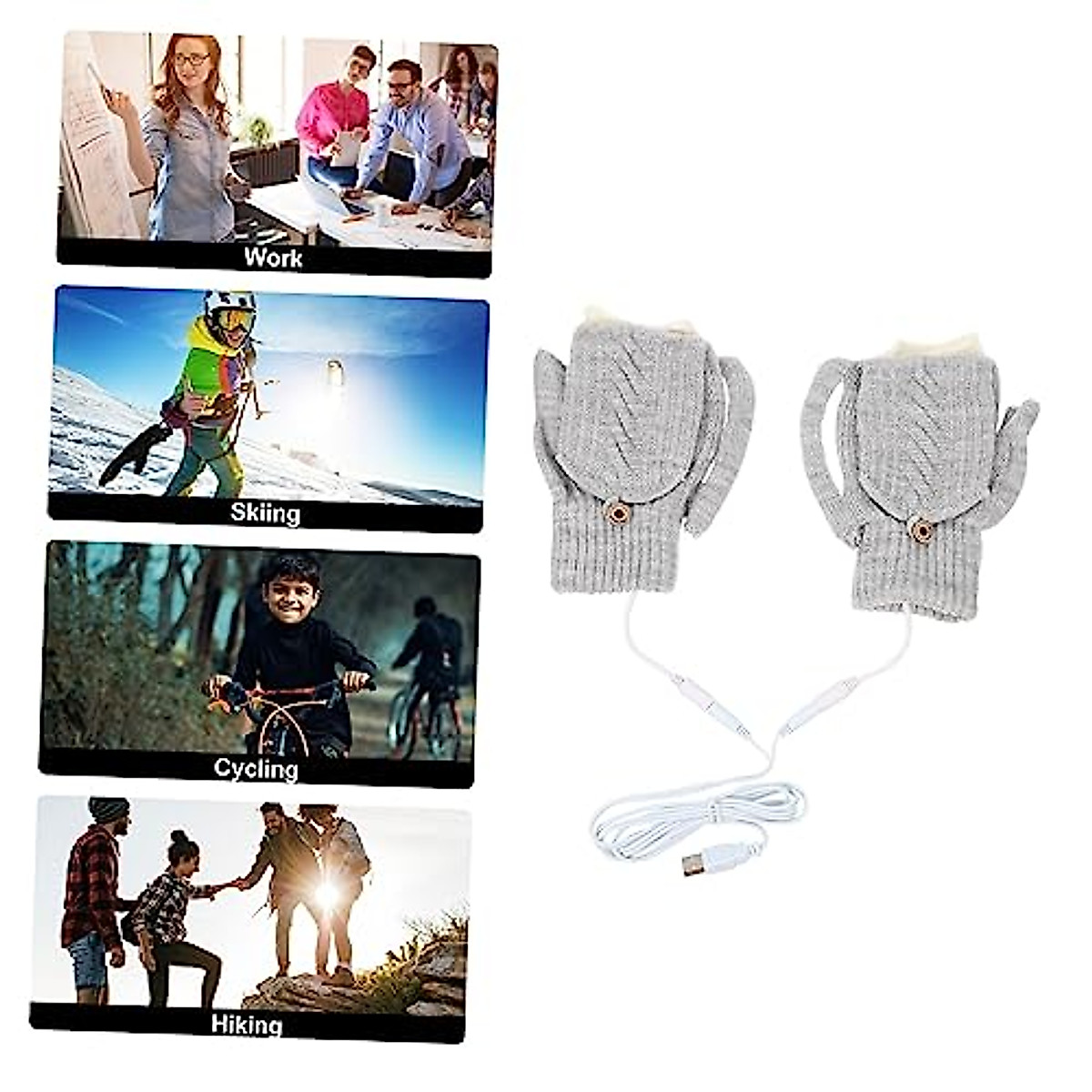 CLISPEED 1 Set Heated Gloves Ski Gloves Outdoor Gloves Knit Gloves USB Computer Gloves Electric Winter Gloves Unisex Heating Gloves Winter Warm Gloves Outdoor Sports Gloves Hand Covers Man