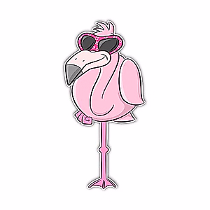 Magnet Flamingo with Glasses On One Leg Magnetic vinyl bumper sticker sticks to any metal fridge, car, signs 5"