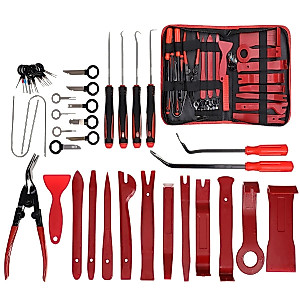 JOJOY LUX 41 Pack Auto Trim Removal Tool Set for Car Audio Dash Door Panel Window Molding,Auto Clip Pliers Fastener Tool Kit, Car Upholstery Repair Kit, Tool Kit with Zipper Bag
