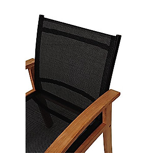 Amazonia Georgetown 9 Piece Teak Extendable Rectangular Dining Set with Black Sling Chairs
