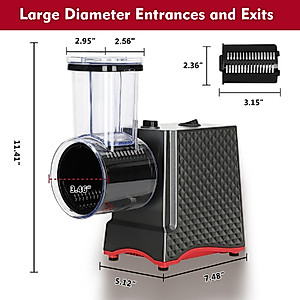 250W Professional Electric Cheese Grater for Block Cheese,Automatic Cheese Grater for Potato,Carrots,Salad Shooter Electric Slicer Shredder with 5 Types of Blades,Your Nice Kitchen Helper!