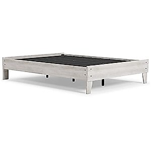 Signature Design by Ashley Shawburn Modern Farmhouse Platform Bed, Queen, Whitewash
