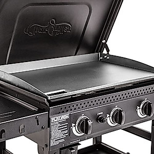 Char-Griller 8428 Flat Iron 3 Burner Outdoor Griddle Gas Grill with Lid, Black
