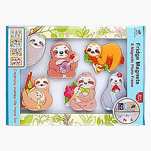 MORCART Sloth Magnets for Fridge, 4"x 6" Magnetic Photo Frame Set Refrigerator Kitchen School Cabinets Classroom Whiteboard Office Cubicle Board Decorative Magnets Gifts for Adults