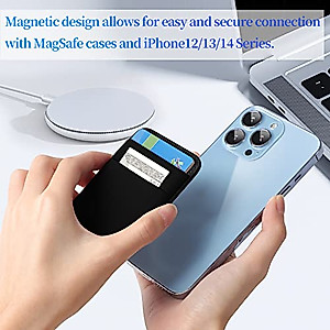 Senose Magnetic Wallet compatible for MagSafe, Lycra Phone Card Holder Double Layer Card Wallet compatible for iPhone 14 Pro Max/14 Pro/14/13 Pro Max/13 Pro/13/12 Pro Max/12 Pro/12 (Black)