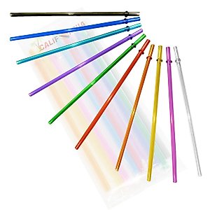 10.5 Inch Long Rainbow Colored Replacement Acrylic Straw Set of 10, for 16oz, 20oz, 24oz Tumblers