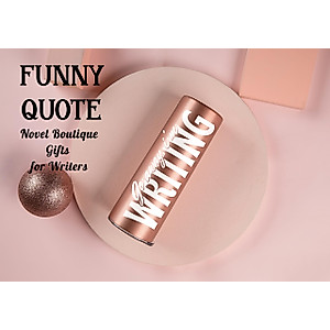 Onebttl Writer Gifts for Women - 20oz/590ml Skinny Stainless Steel Insulated Tumbler with Straw - Graduation/Birthday/Christmas Gift for Writers, Novelist, Scriptwriter - Go Away, Rosegold