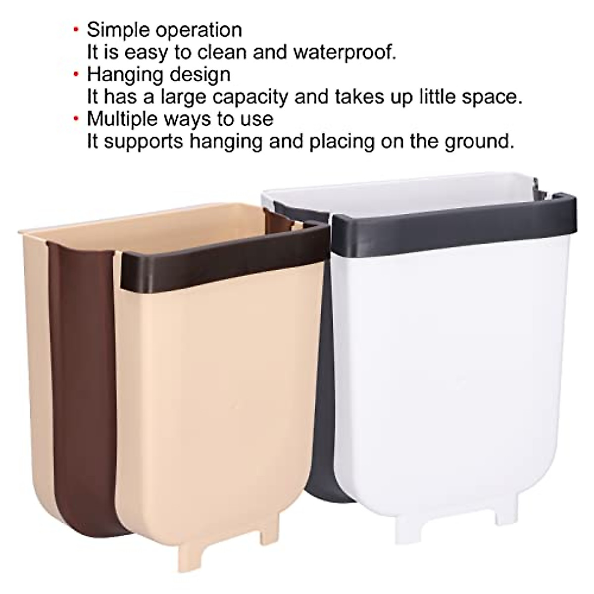 Horoper Hanging Trash Can, Foldable Garbage Can, Waterproof Multifunctional Countertop Hanging Kitchen Trash Can for Home Kitchen Bathroom(Coffee)