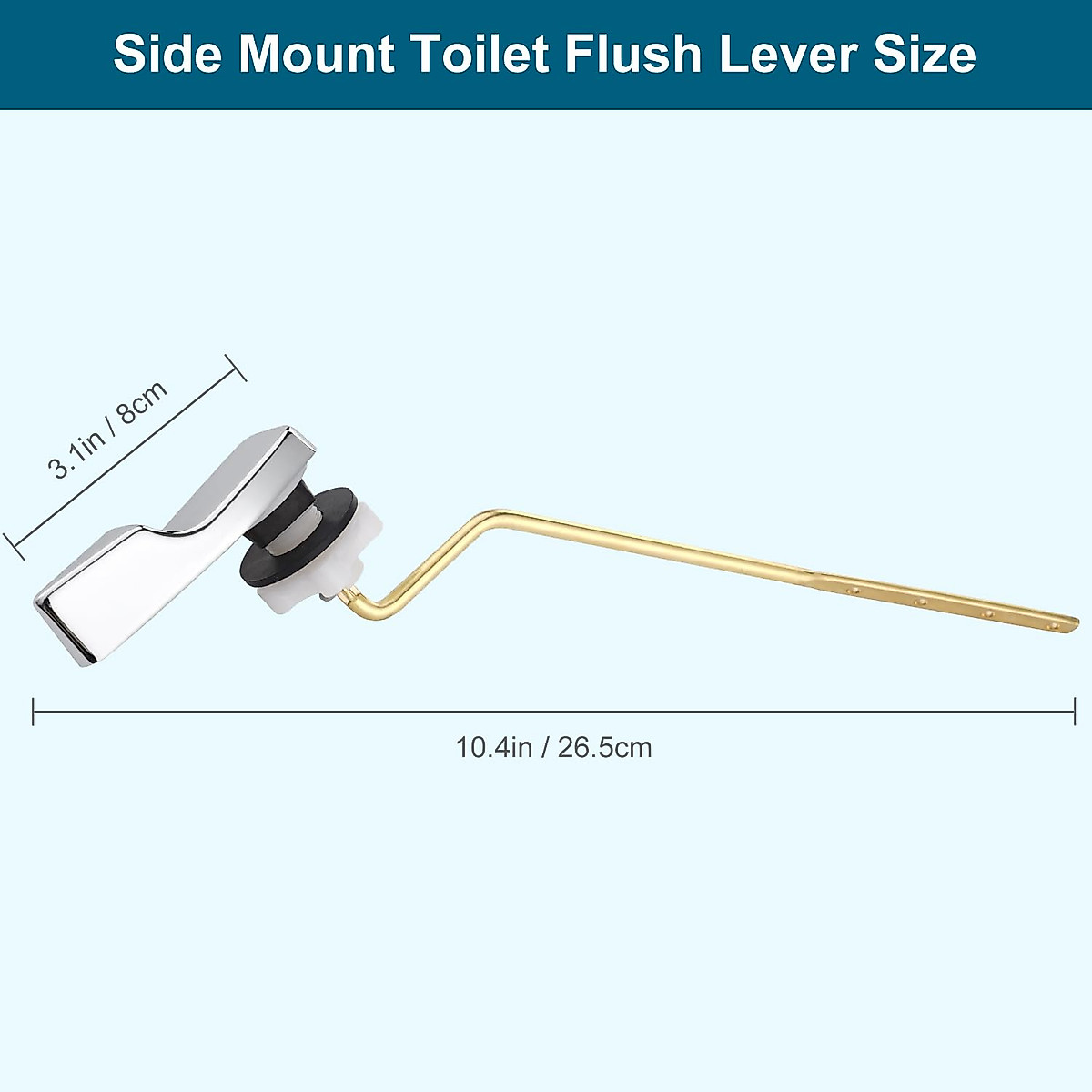 Hygie Rinse Universal Toilet Trip Lever Compatible with American Standard/Mansfield Toilet Handle, Toilet Tank Side/Angle Mount Handle Replacement Kit with Flapper Chain, Chrome