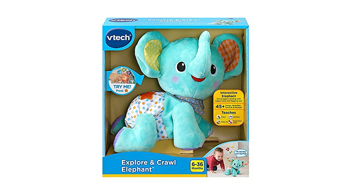 VTech Explore and Crawl Elephant – Fun Teal Crawling Toy for Babies