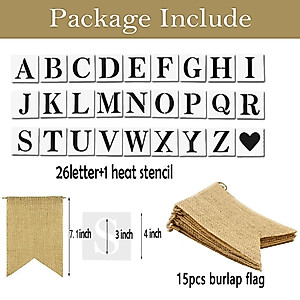 YUNSHANGMO 15PCS Burlap Baner PreStringed, DIY Custom Banner Kit, Customizable Personalized Banner, With Letters A to Z Stencil, Birthday Wedding Party Decor
