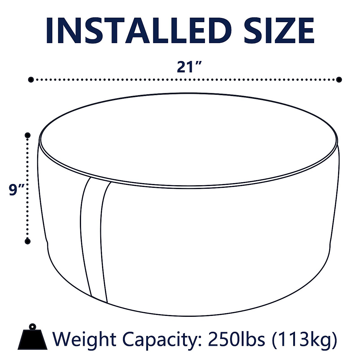 TWLEAR Indoor/Outdoor Inflatable Ottoman D21 x H9 inch, Round Footstool Inflatable Foot Rest Ottoman with Handle, Portable Ottoman Pouf for Patio, Garden, Camping, Home, Dahlia Blue