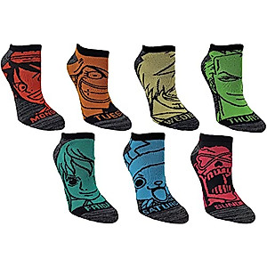 Ripple Junction One Piece Anime 7 Days of the Week Characters Multi Pack Adult Ankle Socks