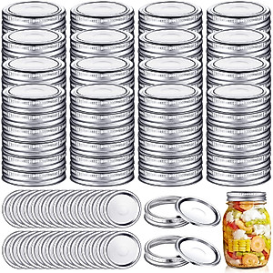 200 Pieces 70 mm Regular Mouth Canning Jar Lids and Bands Silicone Canning Lids with Silicone Seals Rings Split-type Leak Proof Canning Jar Caps