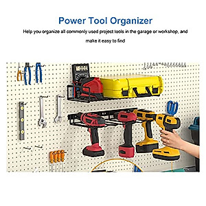 Power Tool Organizer, Garage Tool Storage Rack Wall Mount Heavy Duty Metal Tool Shelf Space Saving Drill Holder Can Hold 4 Power Drill Tools for Home, Garage, Workshop