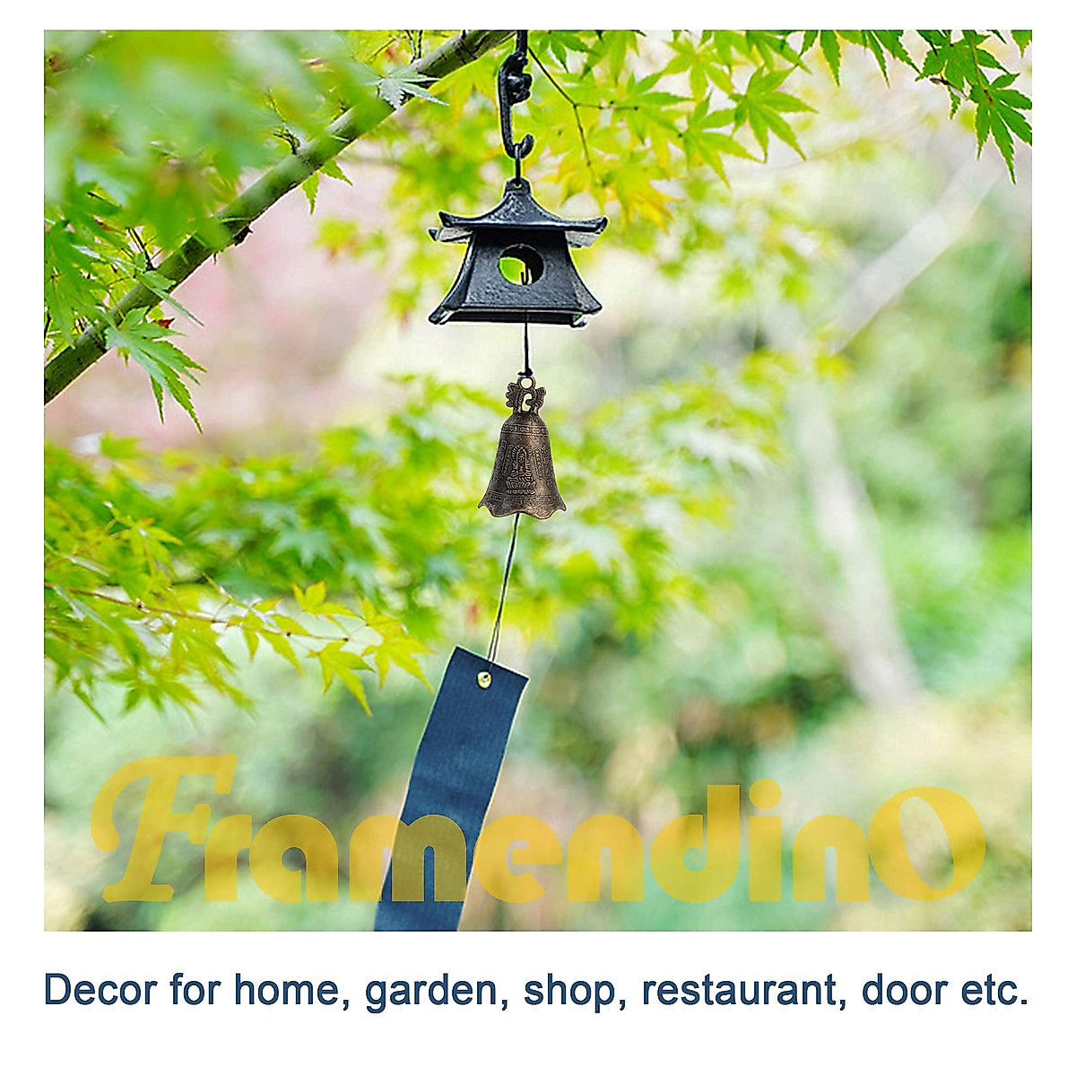 Framendino, 10 Pack Mini Pray Buddha Feng Shui Bell Pendant for Crafts Home Garden Decorative Bronze