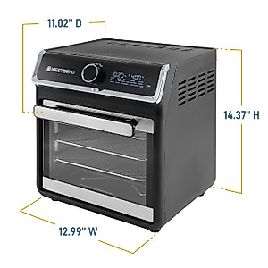 West Bend Air Fryer Oven 15-Quart with Digital Controls Easy-View Door and 16 Cooking Presets, Includes Eight Accessories, 1000-Watts, Black