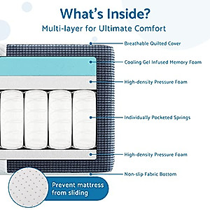 IULULU Twin Size Mattress, 10 Inch Memory Foam and Innerspring Hybrid Mattress with Breathable Cover, Cooling Gel Infused, Medium Feel, CertiPUR-US Certified, Bed in A Box (DNJ-450)