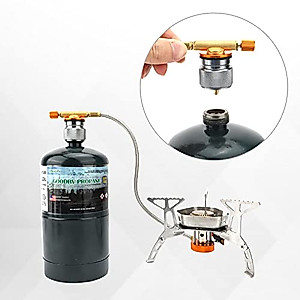 SAN LIKE Camping Stove Adapter 0.2lb Propane Adapter Small Tank Input and Lindal Valve EN417 Output Gas Adapter Converter Outdoor Cylinder LPG Canister Convert
