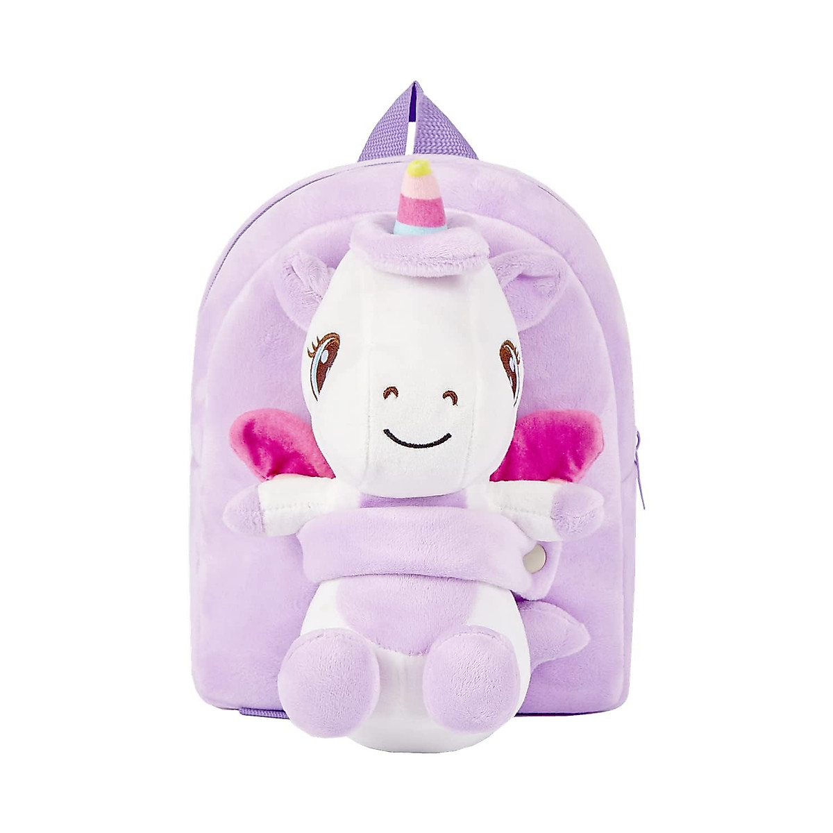 NICE CHOICE Toddler Unicorn Plush Backpack with Toys Dolls for Boys and Girls for Preschool Kindergarten Birthday Gifts (Purple Unicorn)
