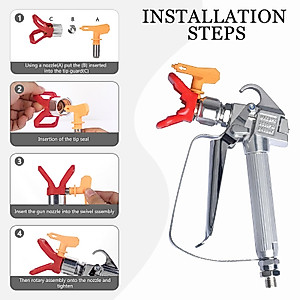 JWGJW Airless Paint Spray Gun High Pressure 3600PSI with 517 Nozzle Tip,for Graco Titan Airless Hose Sprayers.(JW-122532)